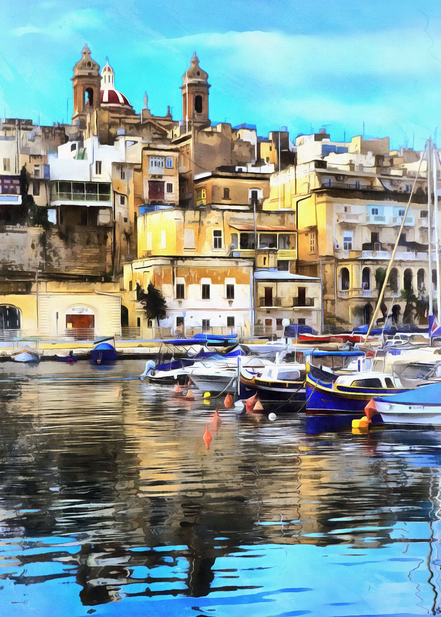'cities malta oil painting' Poster, picture, metal print, paint by ...