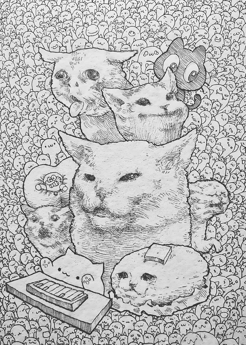 'Meme Doodle' Poster, picture, metal print, paint by HOLOSOMNIA | Displate
