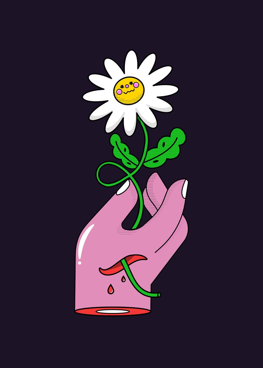 'Flower Sad Mood' Poster by Pucaaa | Displate