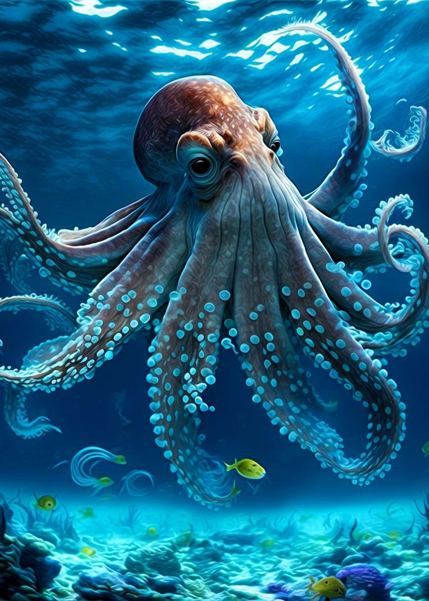 'Octopus' Poster, picture, metal print, paint by bds land | Displate