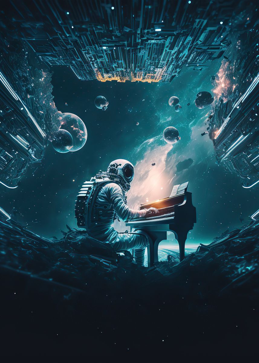 'Piano in space' Poster, picture, metal print, paint by Ahmet Thorpe ...