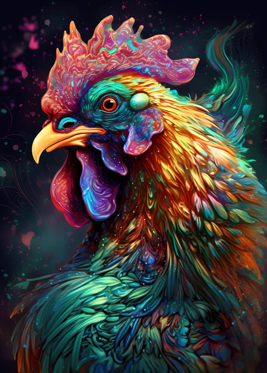 'Chicken Whimsical' Poster, picture, metal print, paint by Amalia ...