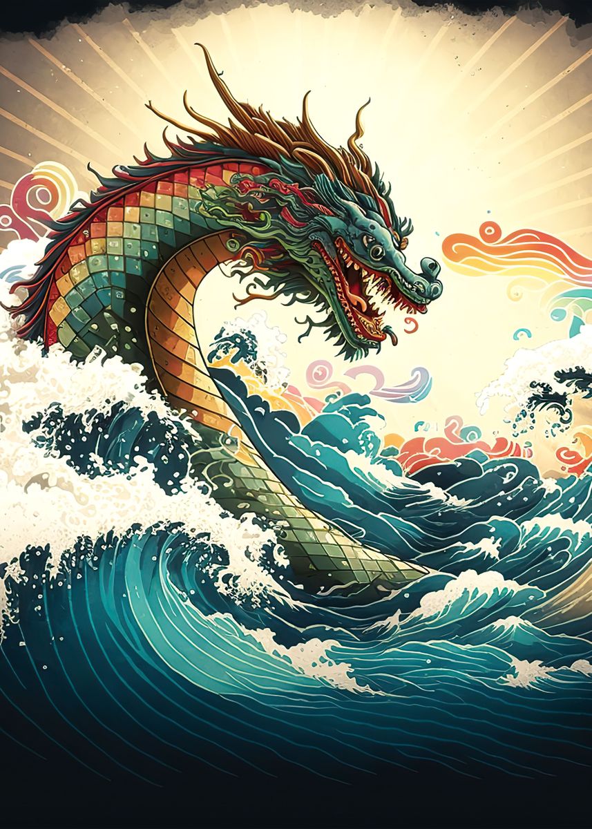 'Dragon off Kanagawa ' Poster, picture, metal print, paint by lauren ...