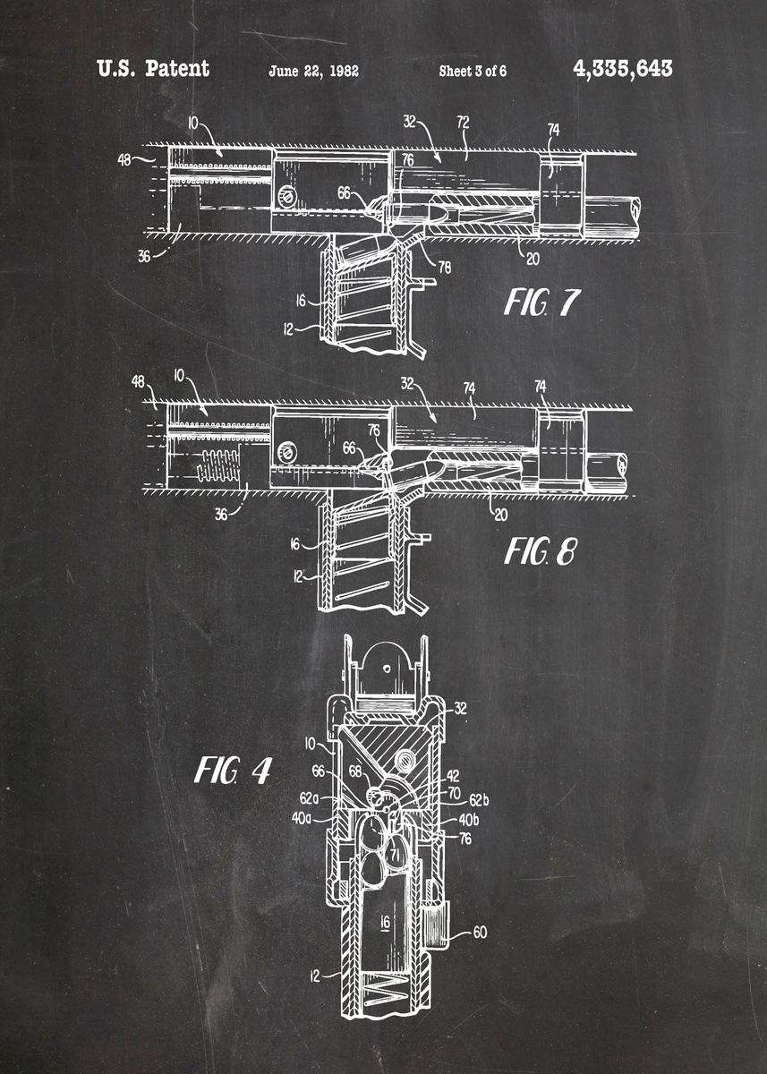 'Uzi patent design 1982' Poster, picture, metal print, paint by ...