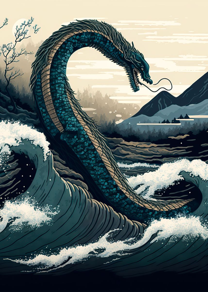 'Dragon off Kanagawa' Poster by Raheel Hollis | Displate