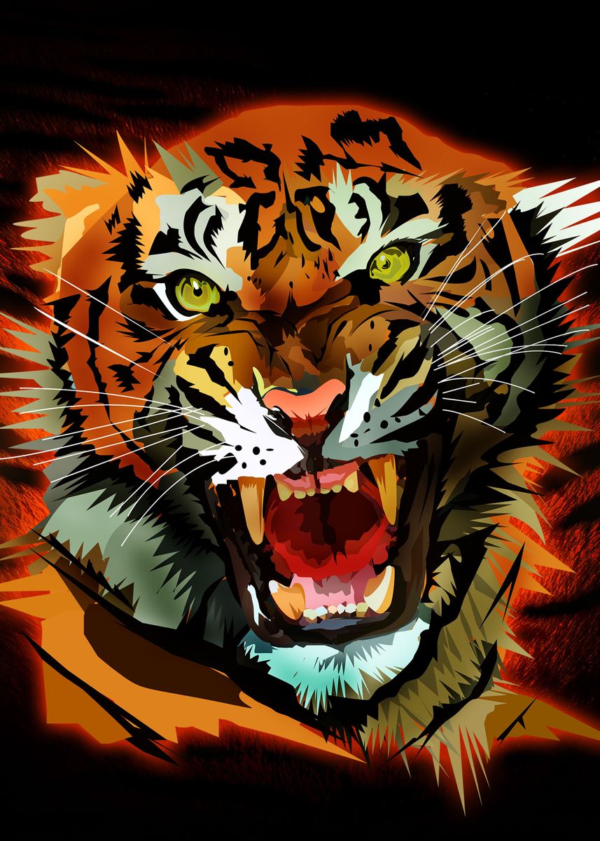 'Tiger Roar' Poster by Adamzworld | Displate