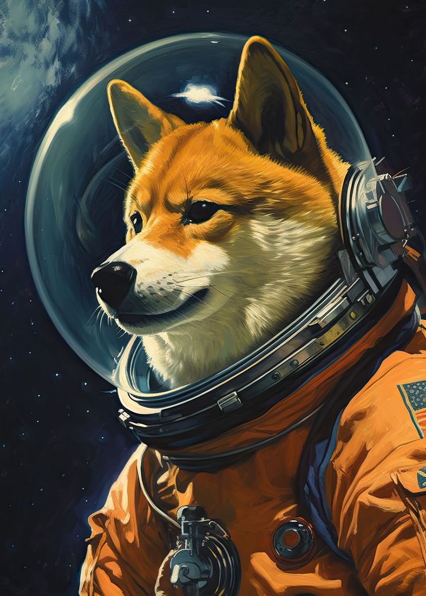 'Shiba Inu The Astronaut' Poster, picture, metal print, paint by PetPrints | Displate