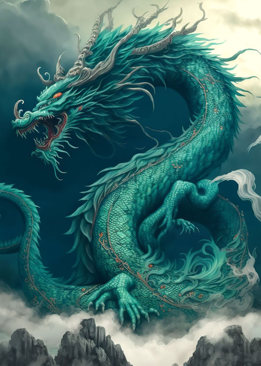 'Flying dragon ' Poster, picture, metal print, paint by Silhouette ...