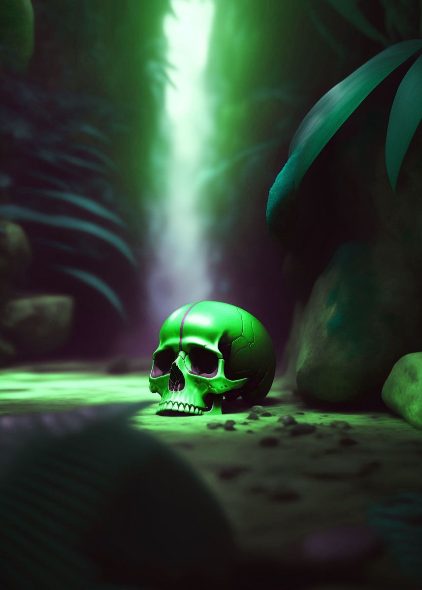 'A skull lying on the floor' Poster by aris febriyanto | Displate