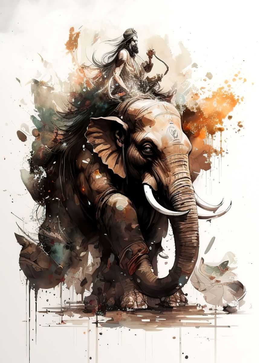 'Riding Elephant' Poster by Sohail Rees | Displate