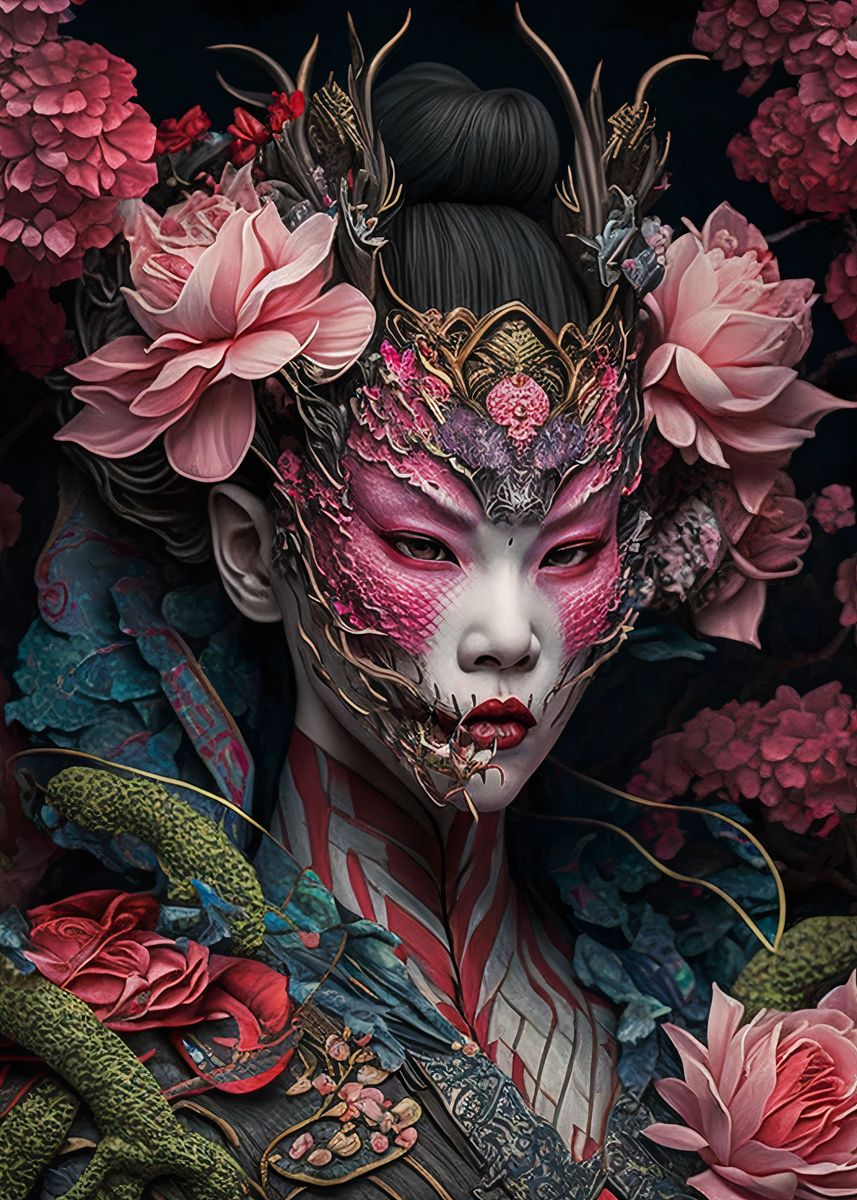 'Transfor geisha dragon' Poster, picture, metal print, paint by Graphic ...