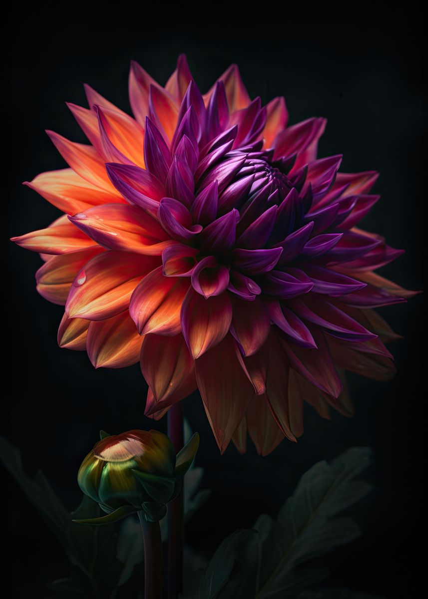 'Blooming Dahlia Flower' Poster, picture, metal print, paint by Morphic ...