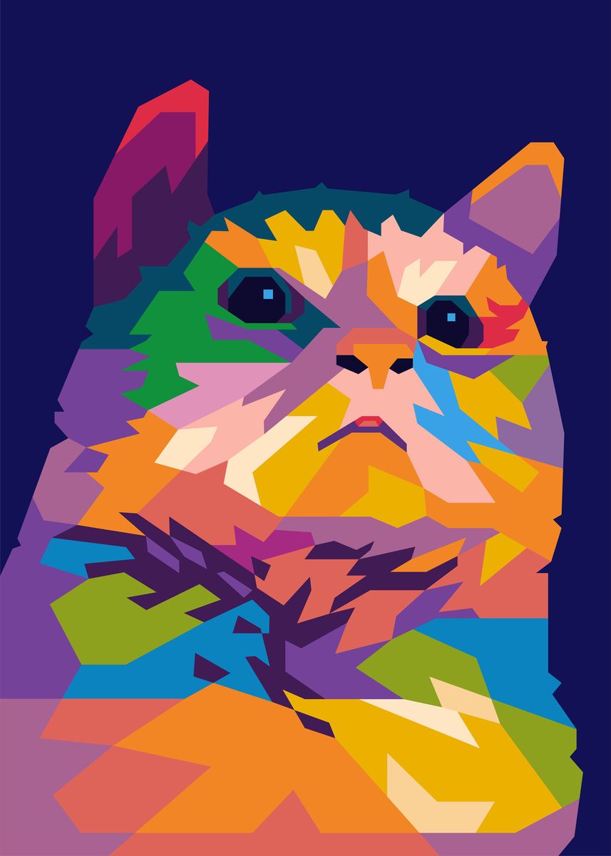 'PATHETIC CAT MEME' Poster, picture, metal print, paint by Muifatin ...