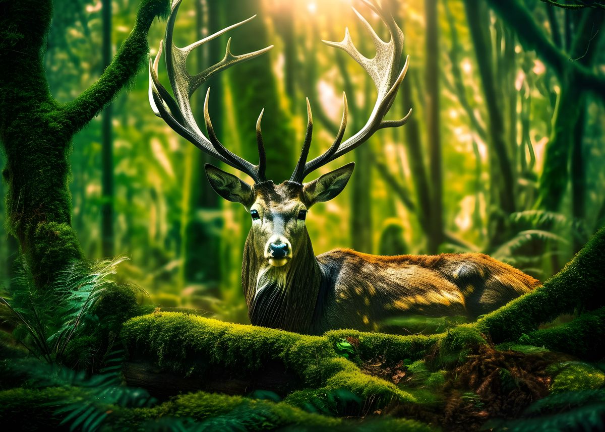 'Majestic Forest Buck' Poster by Minnesota Bobs | Displate