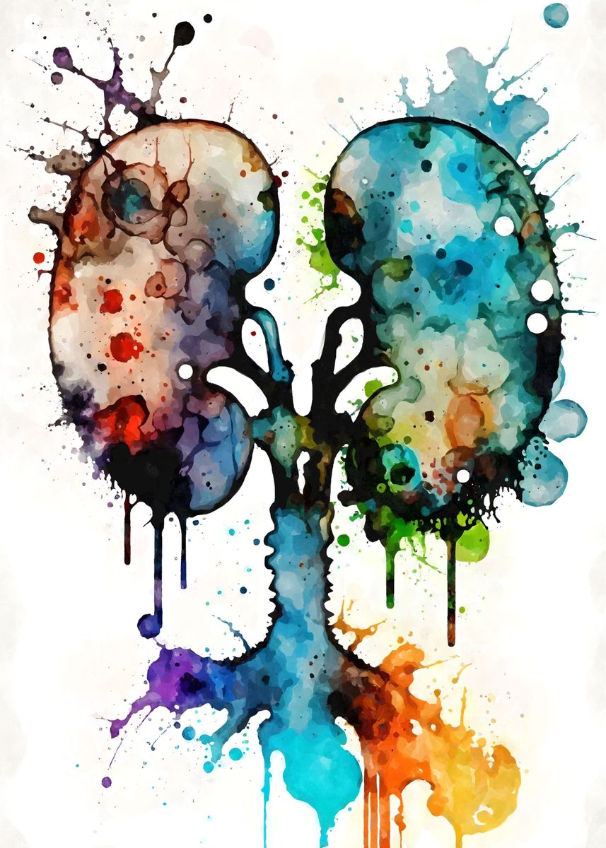 'Kidney Watercolor Artwork' Poster, picture, metal print, paint by ...