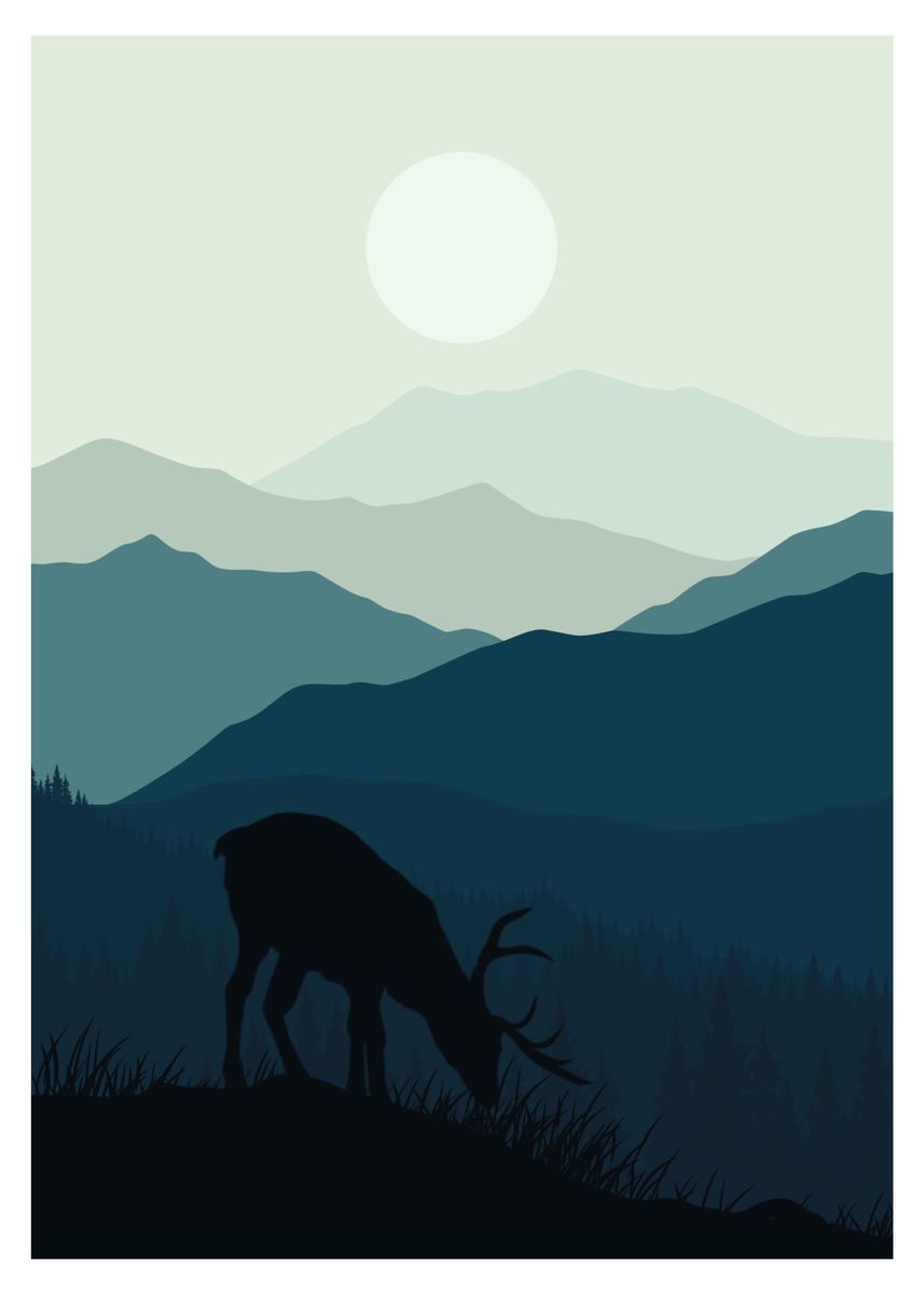 'Modern Landscape With Sun' Poster, picture, metal print, paint by Yess ...