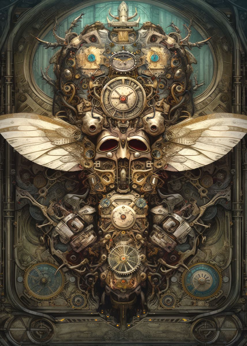 'Strange Skull Machine 1' Poster, picture, metal print, paint by ...