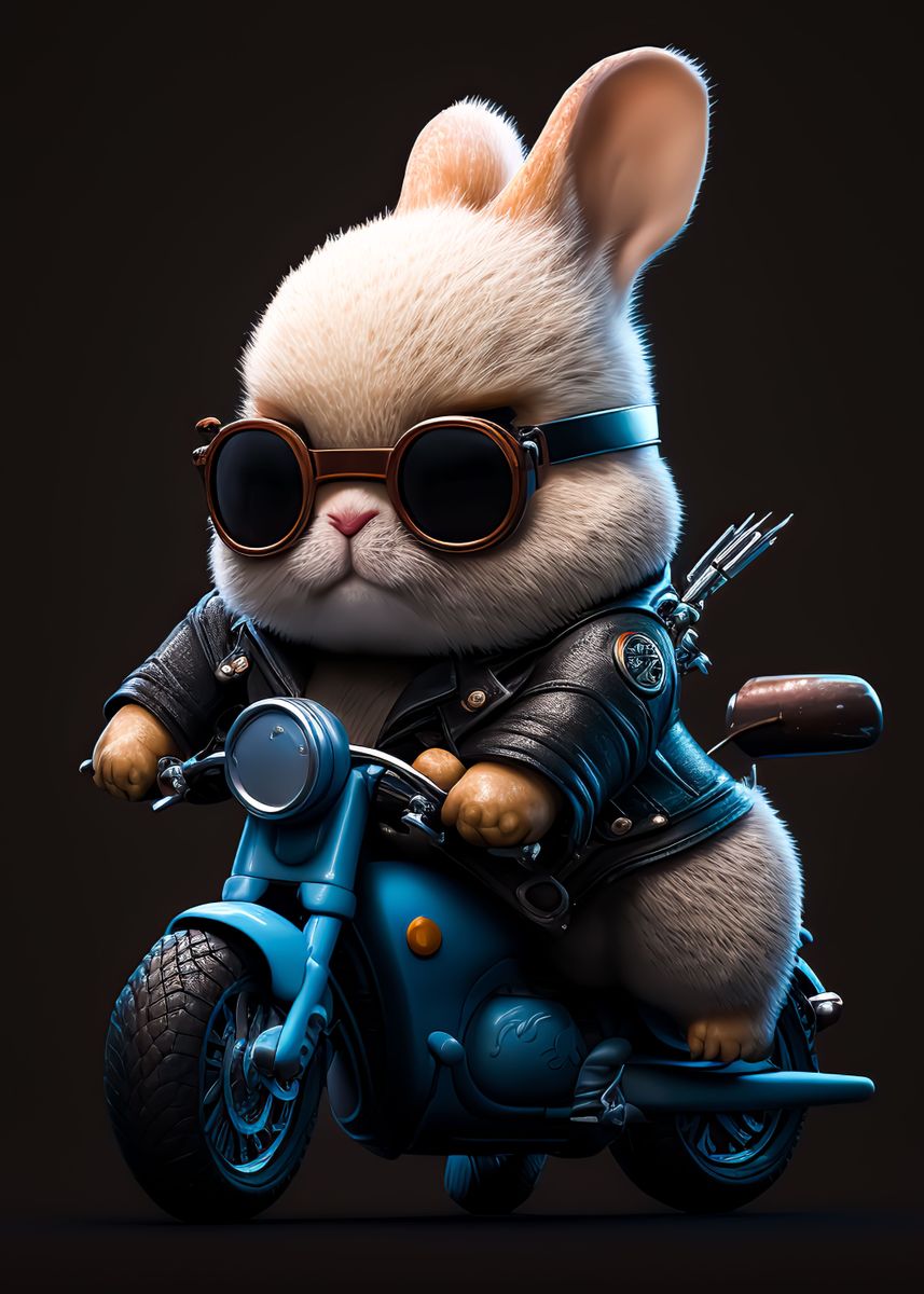'Cute Bunny Riding a bike' Poster by Brax Rice | Displate