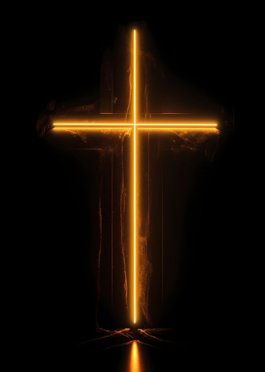 'Golden Christian Cross ' Poster, picture, metal print, paint by ...