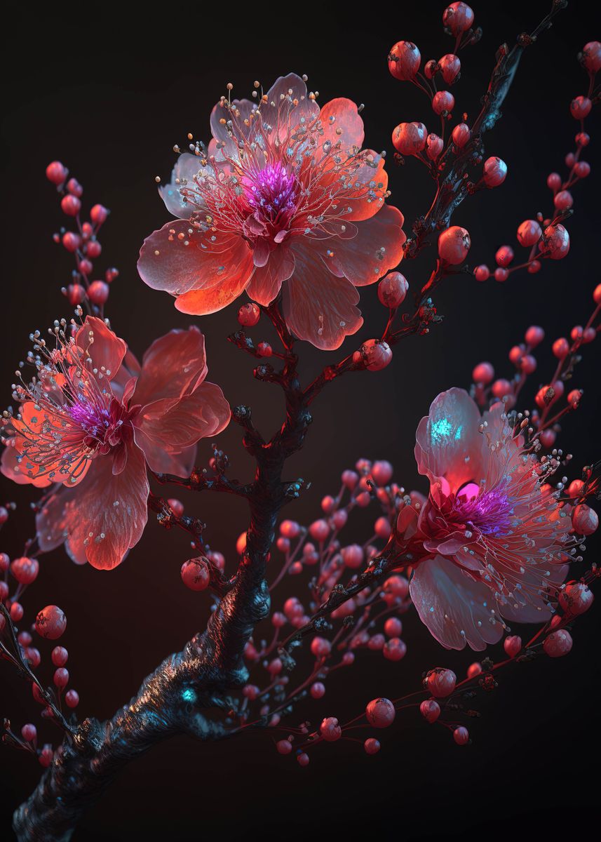 'plum blossom flower' Poster, picture, metal print, paint by Philippa ...