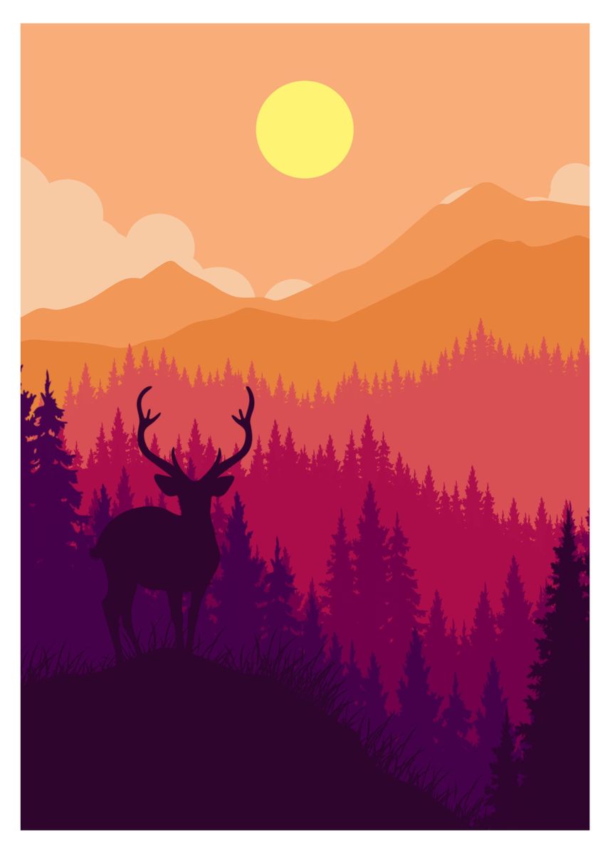 'Modern Landscape With Sun' Poster, picture, metal print, paint by Yess ...