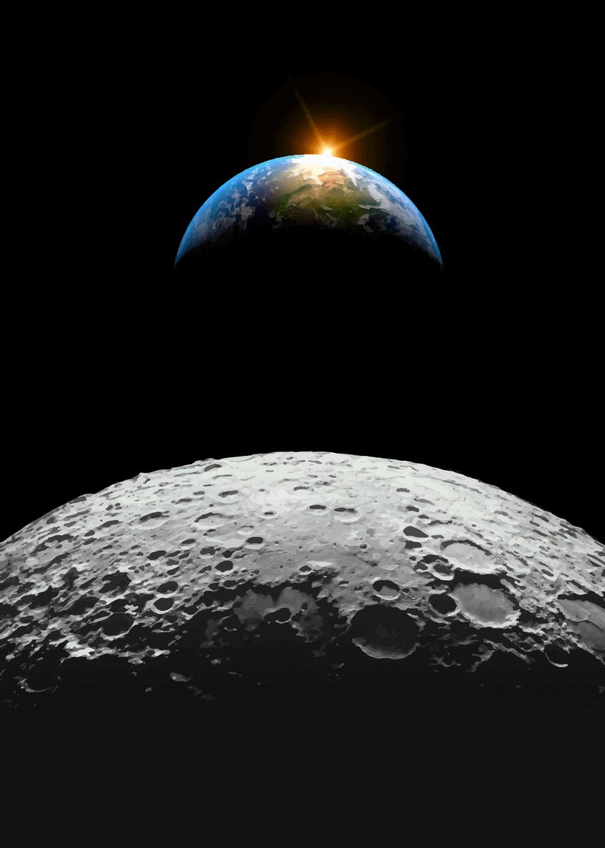 'Earth seen from the moon' Poster, picture, metal print, paint by ...