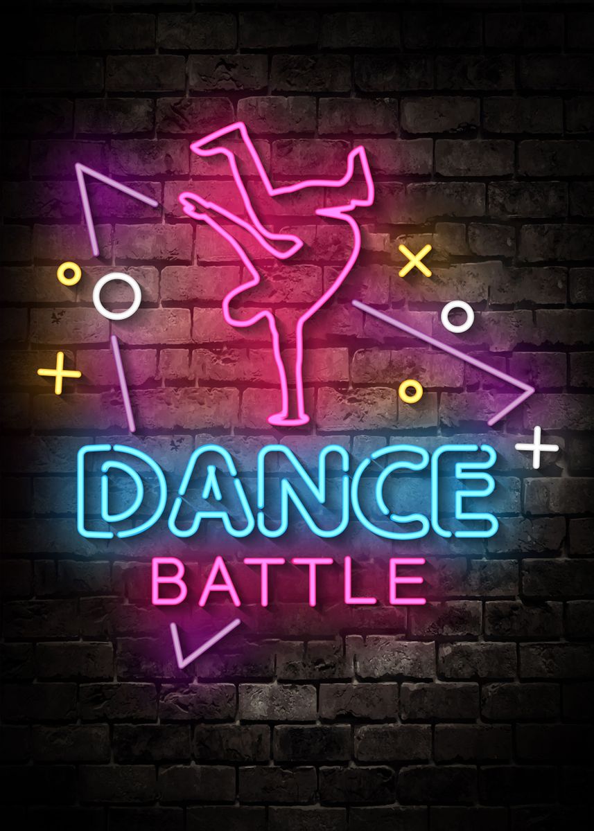 'Dance Battle Neon' Poster, picture, metal print, paint by 5Fine | Displate