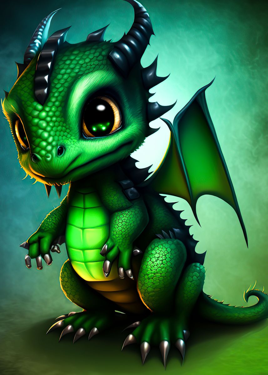 'Baby dragon' Poster, picture, metal print, paint by Kynan Art | Displate