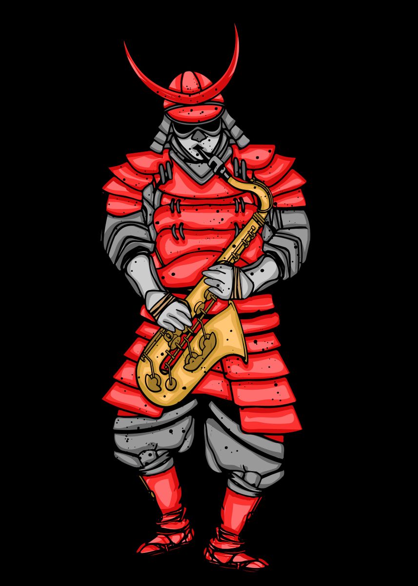 'Samurai Warrior Saxophone ' Poster, picture, metal print, paint by ...