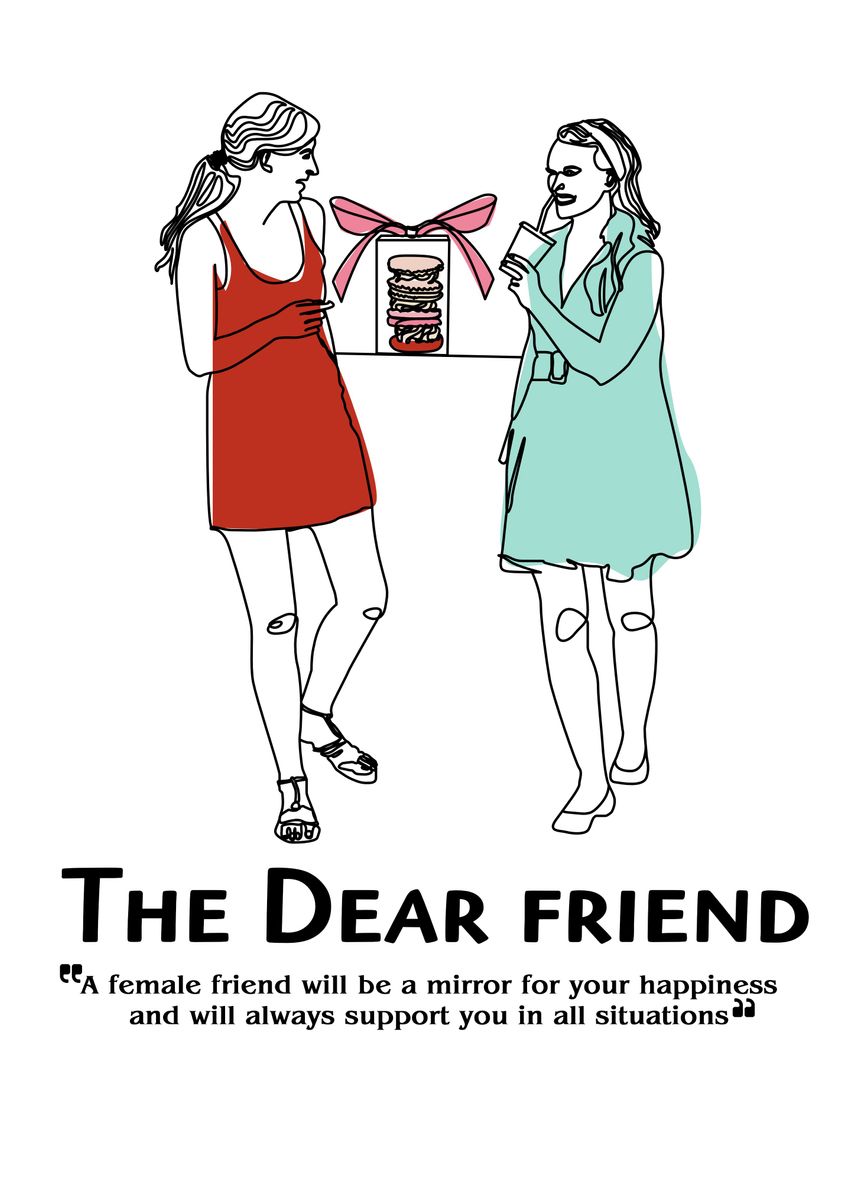 'Couple Friend One Line Art' Poster, picture, metal print, paint by ...