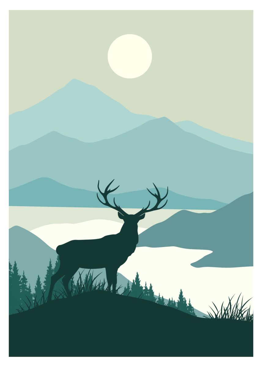 'Modern Landscape With Sun' Poster by Yess | Displate