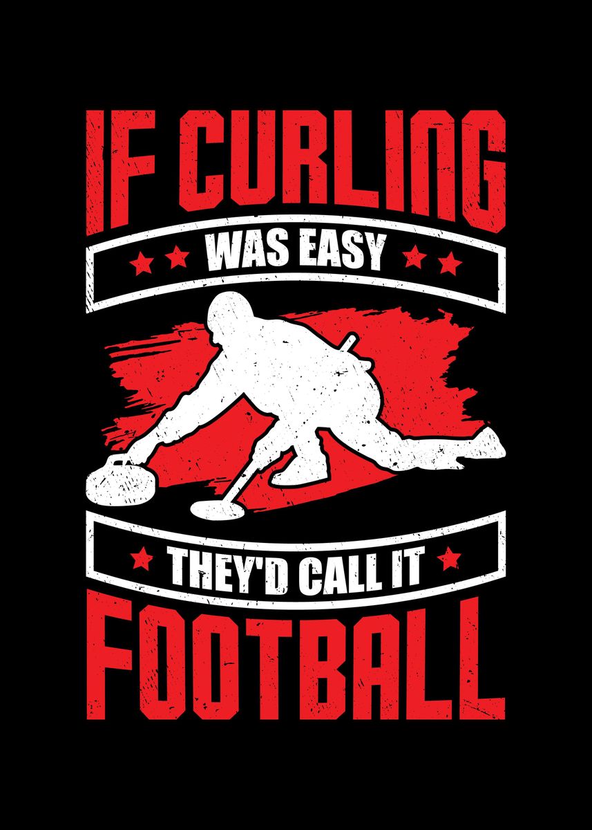 'Funny Curling Player Game' Poster, picture, metal print, paint by ...