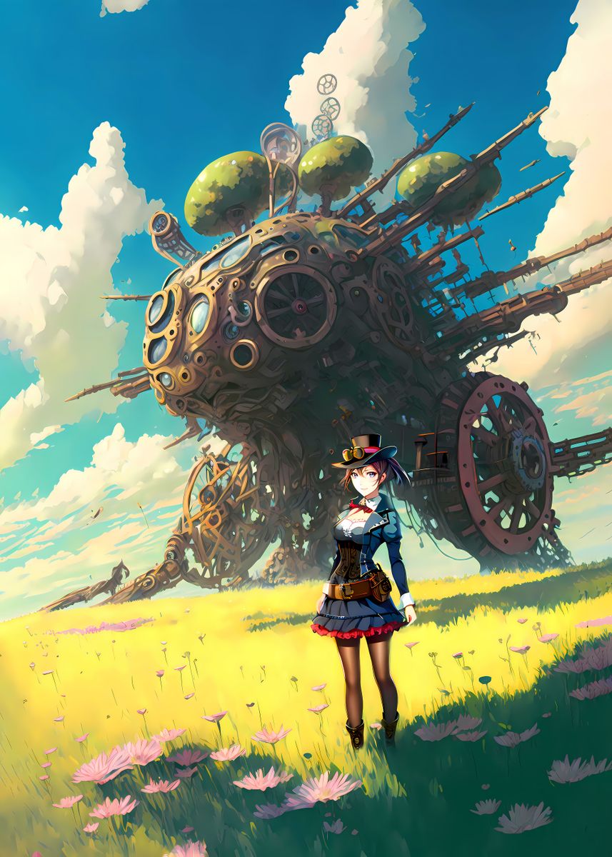 'Peaceful Solarpunk Hill' Poster, picture, metal print, paint by Luong ...