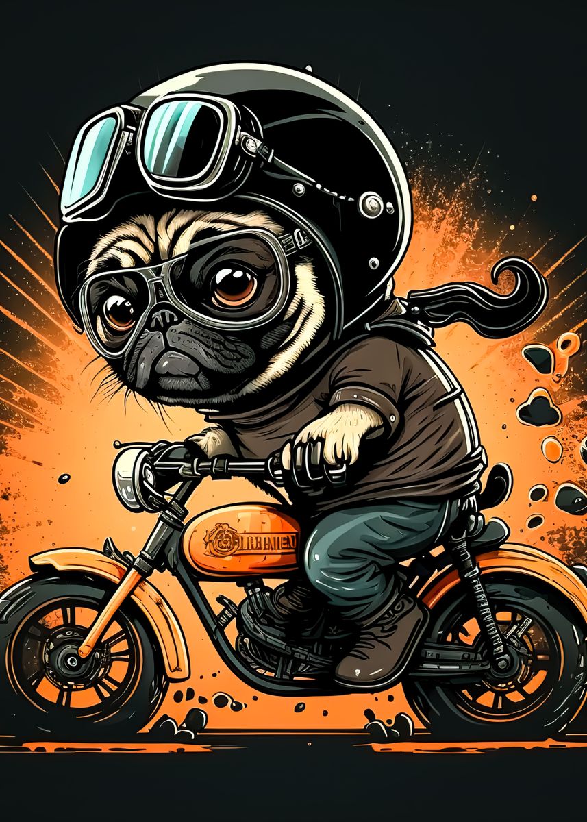 'Cute Dog Riding a bike' Poster, picture, metal print, paint by Lorelei ...