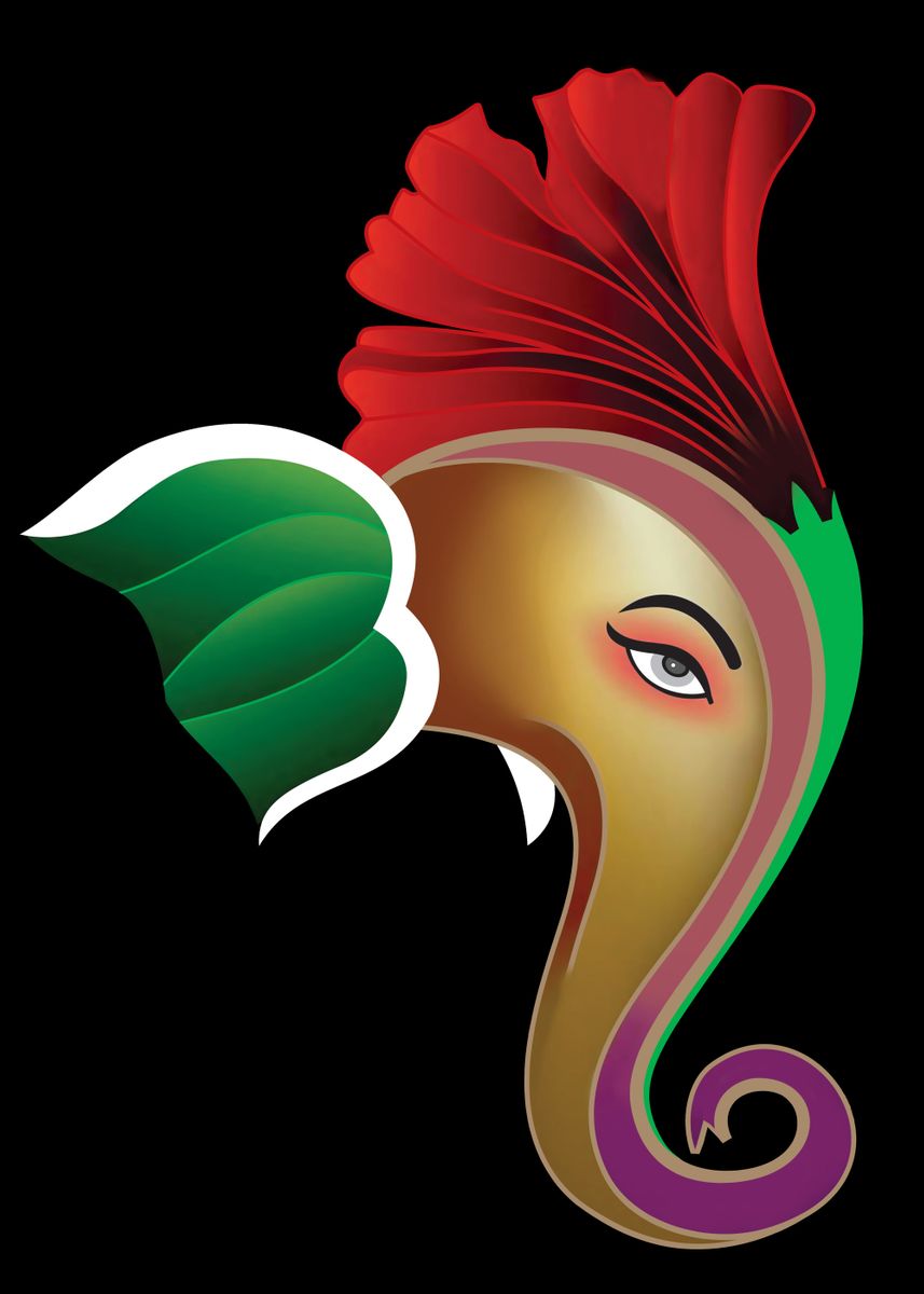 'GANESHA' Poster, picture, metal print, paint by VIVEK KANSARA | Displate