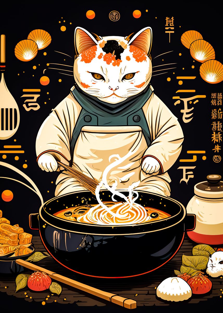 Cat With Sushi Poster