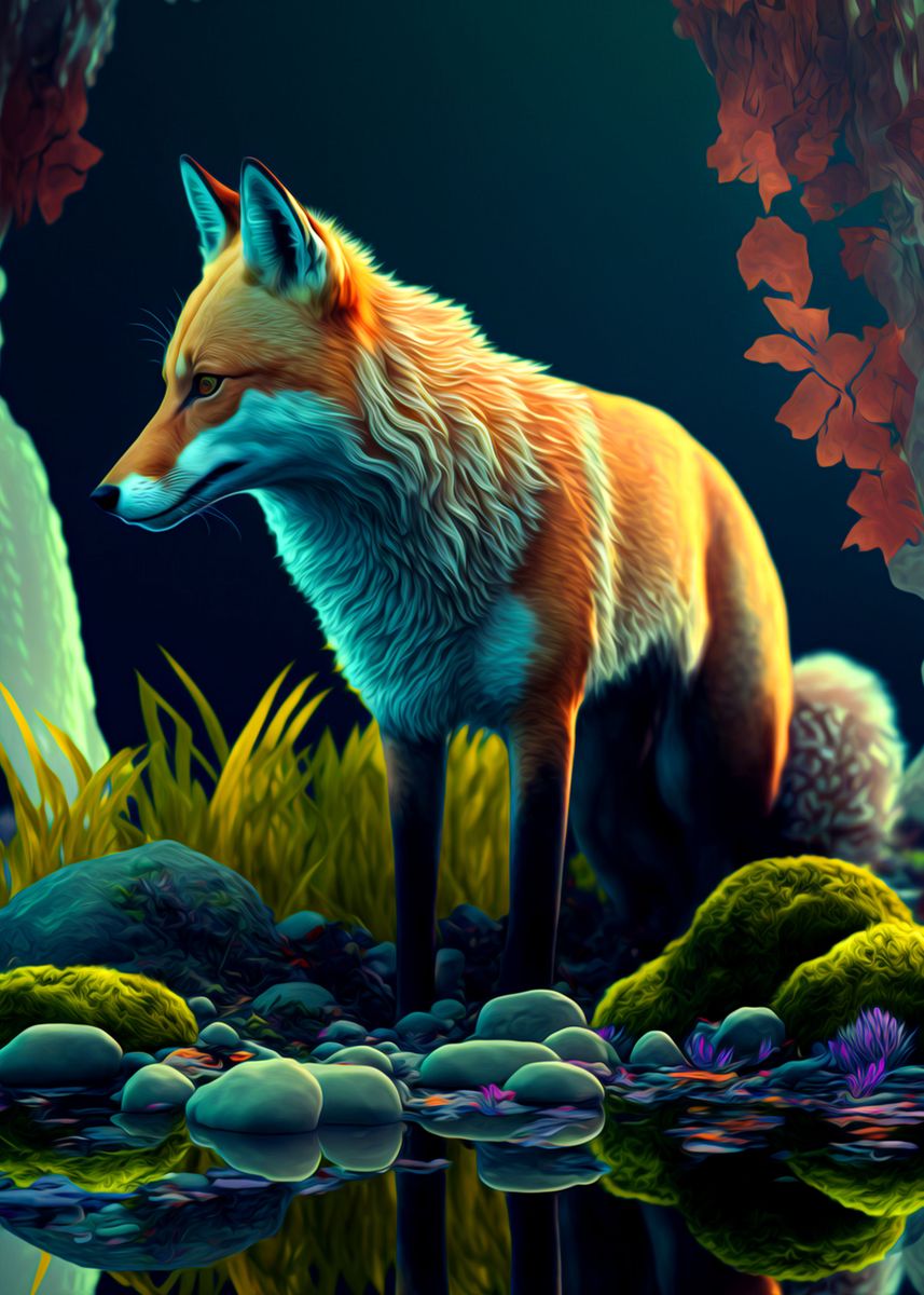 'Fox' Poster, picture, metal print, paint by dung nguyen | Displate
