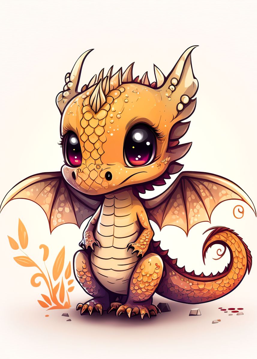 'Baby dragon' Poster, picture, metal print, paint by Kynan Art | Displate