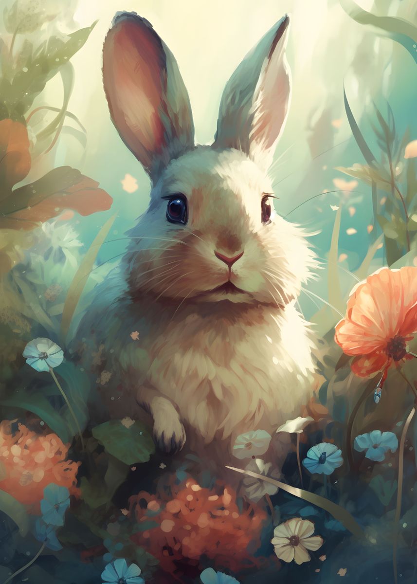 'Rabbit in the field' Poster, picture, metal print, paint by Orlando ...