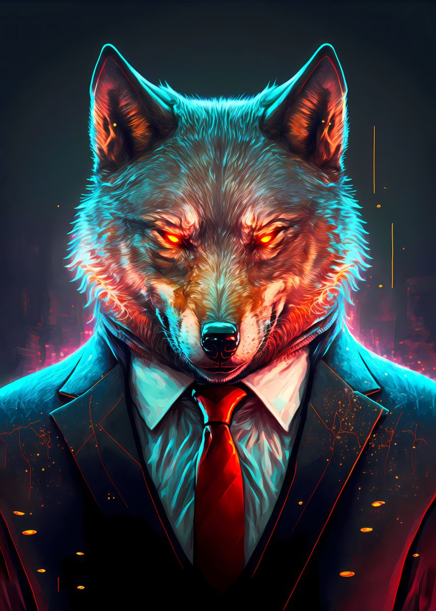 'Wolf CEO In Suit' Poster, picture, metal print, paint by Luong Phat ...