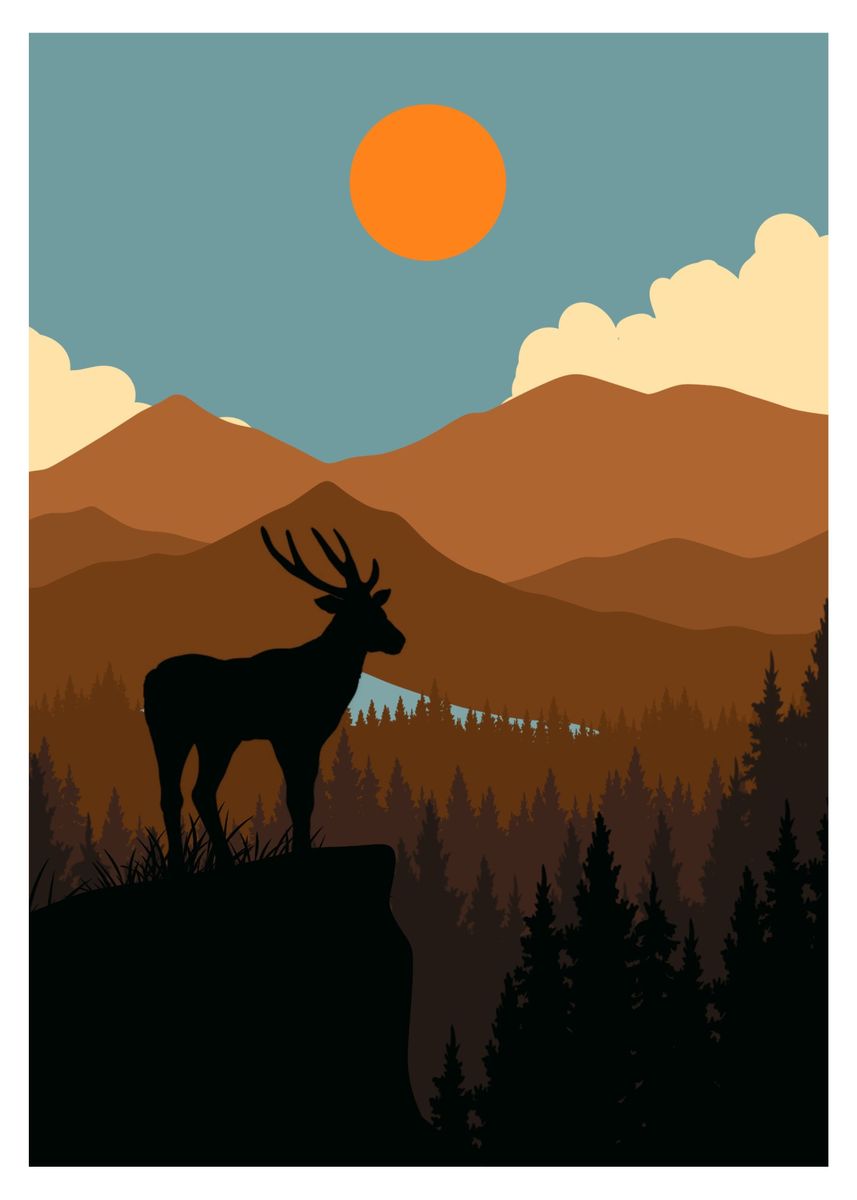 'Modern Landscape With Sun' Poster, picture, metal print, paint by Yess ...