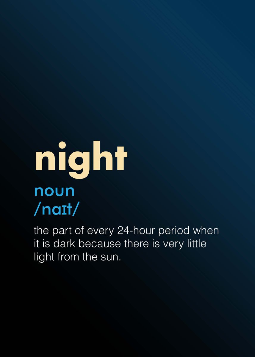 'Night Word Dictionary' Poster, picture, metal print, paint by ...