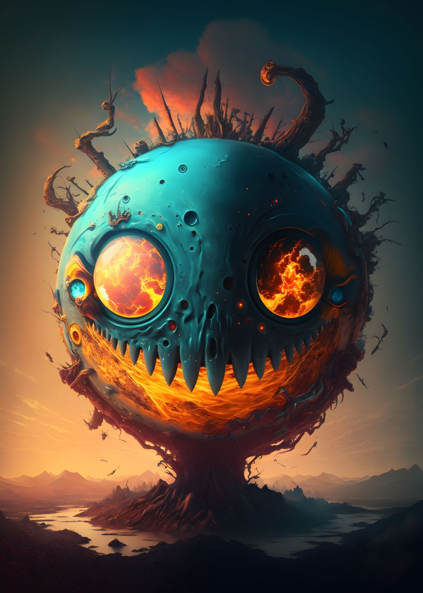 'Creepy planet' Poster, picture, metal print, paint by ...