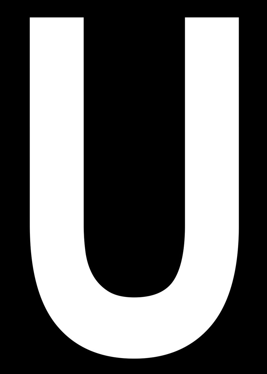 'Letter U in white' Poster, picture, metal print, paint by Bruce ...