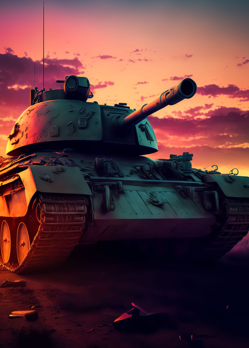 'Battle Tank' Poster, picture, metal print, paint by Luke Emery | Displate