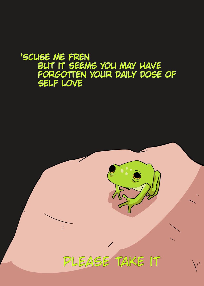 'wholesome frog' Poster, picture, metal print, paint by hafis ...