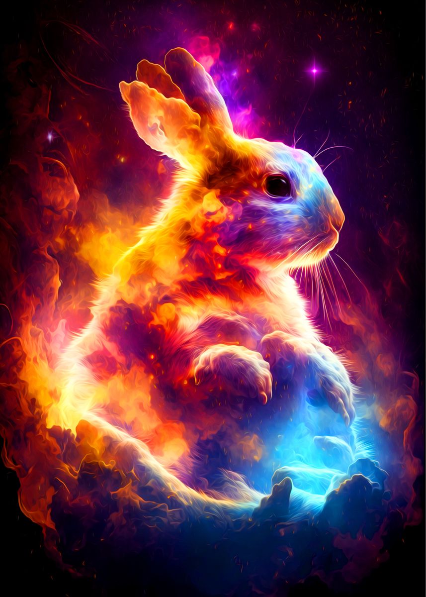 'Bunny' Poster, picture, metal print, paint by Tiker Arts | Displate
