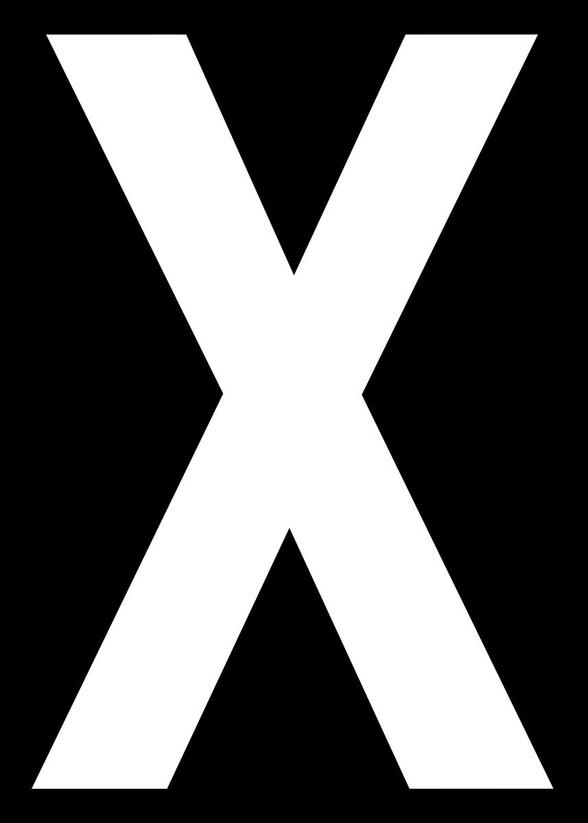 'Letter X in white' Poster, picture, metal print, paint by Bruce Stanfield | Displate