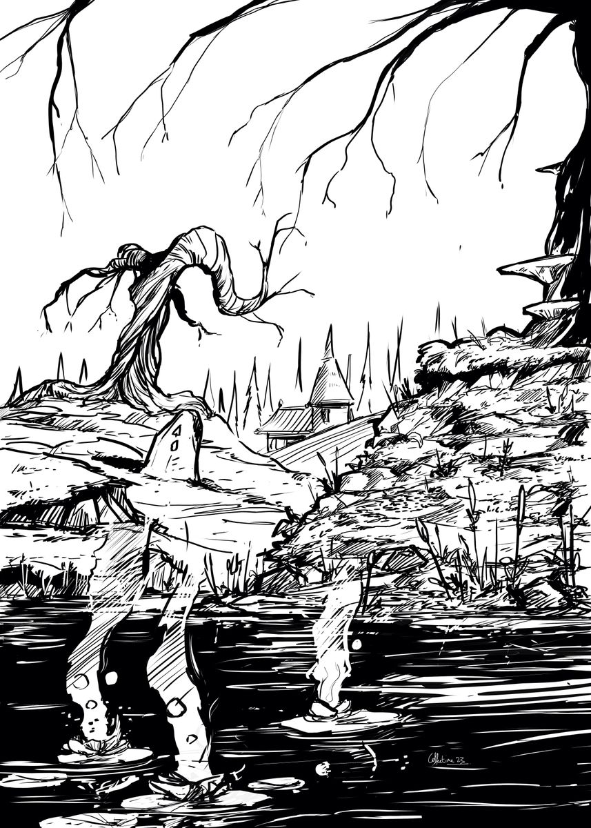 'Fantasy Landscape ink' Poster, picture, metal print, paint by ...