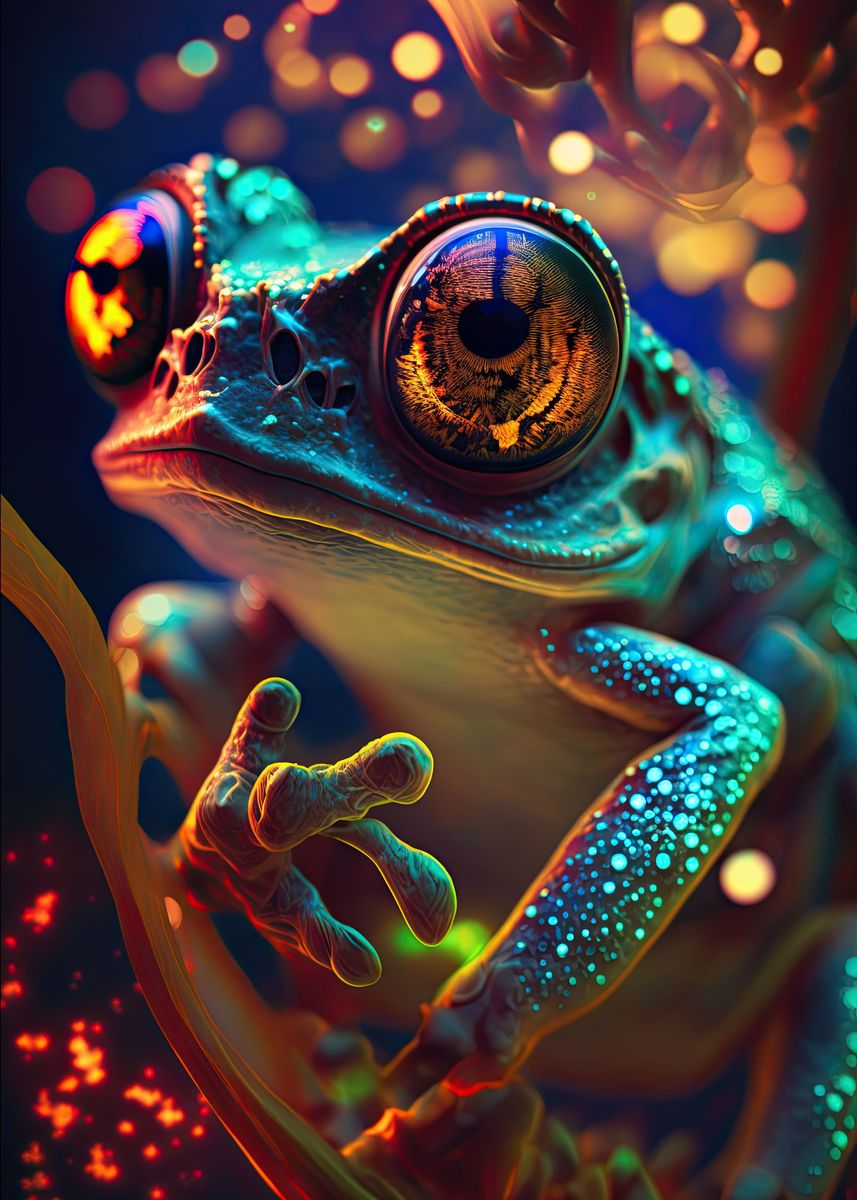 'Psychedelic Frog' Poster, picture, metal print, paint by Freddie ...